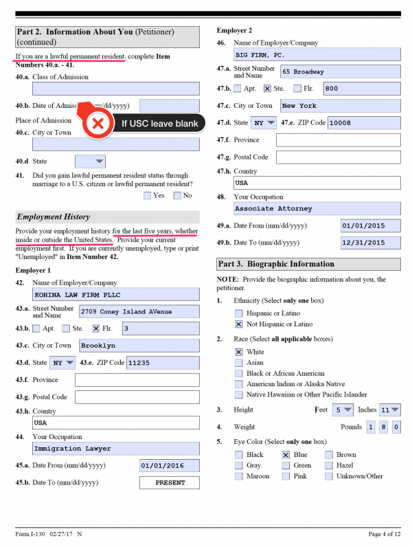 | Page 3 of 8 How to Fill Form I-130 and I-130A - Complete Step by Step ...